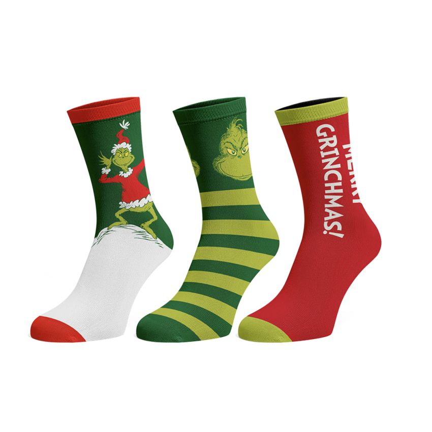 DR SEUSS - THE GRINCH - MERRY GRINCHMAS 3 PACK CREW SOCK SET